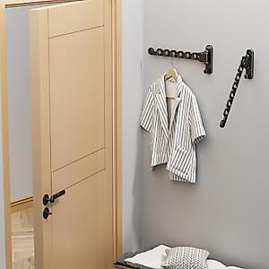 Danpoo Clothes Drying Rack Foldable Wall Mounted Laundry Drying Rack Clothing Coat Hanger Clothes Dryer Black