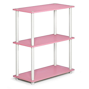 Furinno Turn-N-Tube 5-Tier and 3-Tier Storage Shelves, Pink/White
