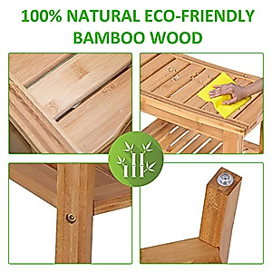 Kinsunny Outdoor Patio Garden Bench Bamboo - Spa Sauna Shower Storage Shelves Stand Organizer Wood Benches, Natural