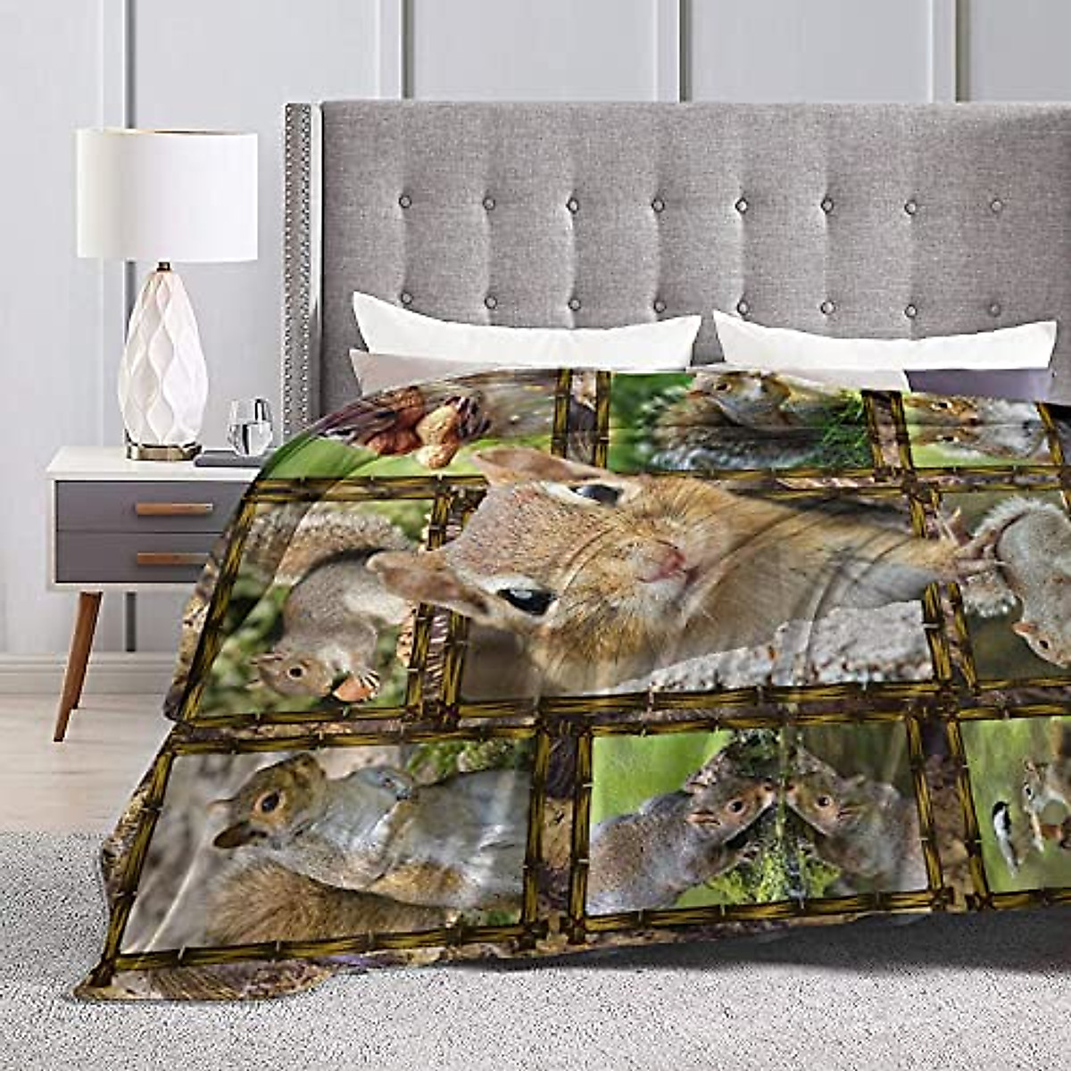 Squirrel Throw Blankets Ultra Soft Flannel Blanket Warm Cozy Couch Sofa Bed Decor for All Seasons