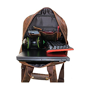 jaald 22" Genuine Leather laptop backpack rucksack multipocket computer bag for men