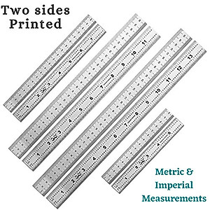 Mr. Pen- Machinist Ruler, 4 Pack (6, 8, 12, 14 inch), Metric Ruler, Millimeter Ruler, (1/64, 1/32, mm and .5 mm), 6 inch Ruler, Stainless Steel Ruler