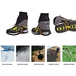 DDJOY Avadic Hiking Leg Gaiters, Waterproof Low Shoe Gaiters, Lightweight Adjustable Snow Boot Ankle Gaiters for Hiking, Hunting, Climbing, Woodcutting, Grey