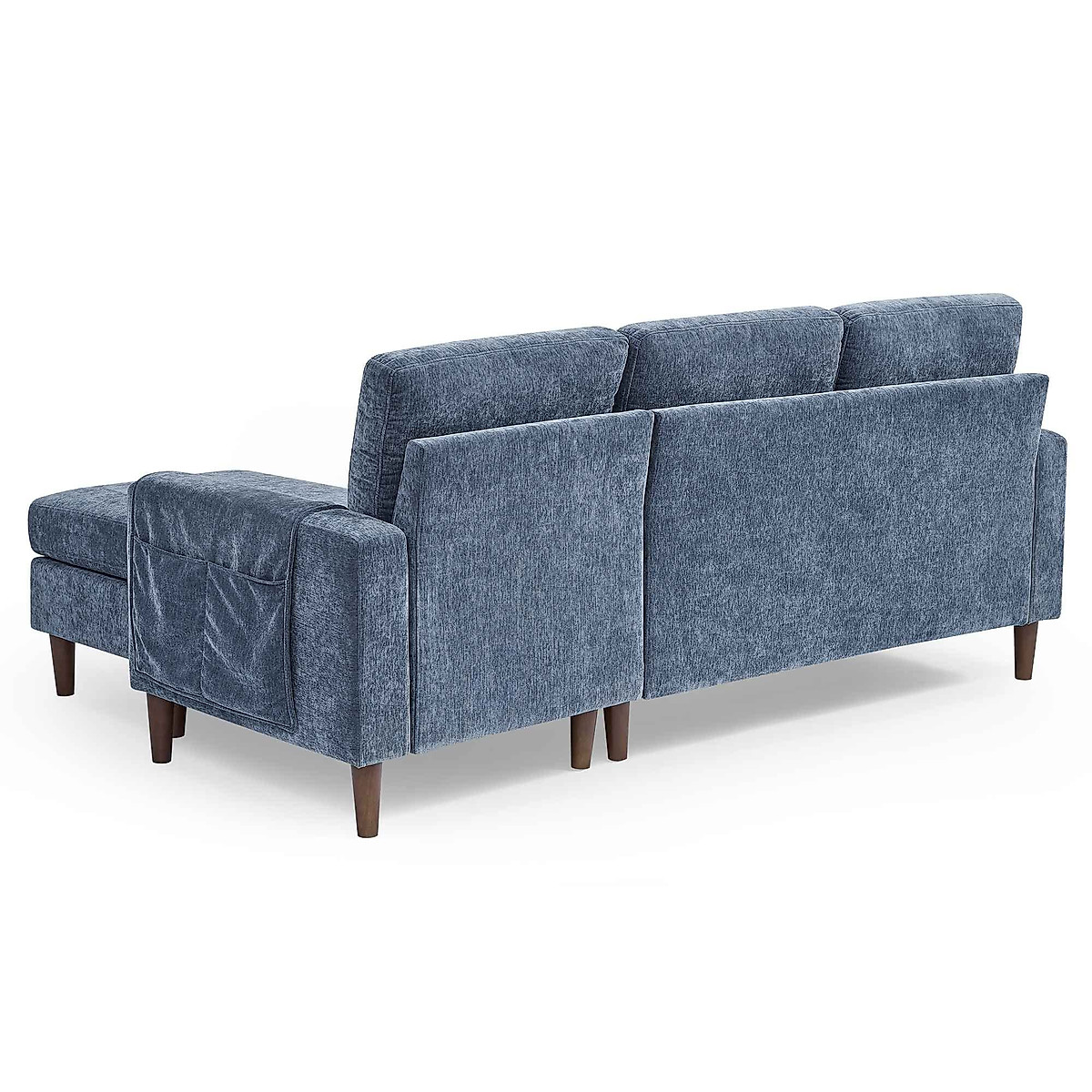 ATY Convertible Sectional Sofa with Removable Ottoman and Cushions, 3 Seats L-Shape Chenille Couch w/Pocket & Rubber Wood Legs, Perfect for Livingroom, Aapartment, Small Space, 80", Navy