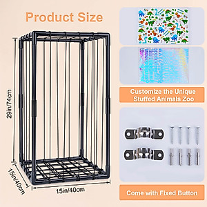 FIOBEE Stuffed Animals Zoo Storage Stuffed Animals Holder Organizer Large Toy Storage Shelf with Elastic Band Stuffed Animals Cage for Nursery Playroom Bedroom Room Furniture, Black, M
