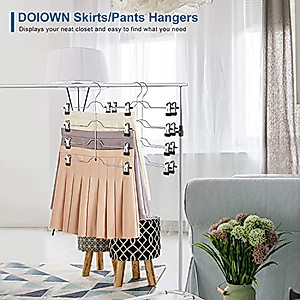 DOIOWN Skirt Hangers 4 Tier Pants Shorts Hangers Space Saving Hangers Closet Organizer for Skirt, Pants(3 Pieces) (3 Pieces)