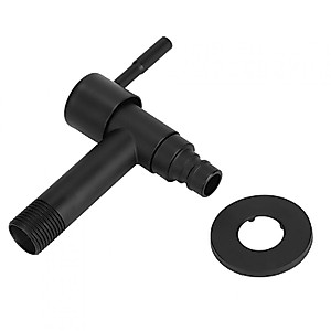 Black Bathroom Fauce,Kitchen Bathroom Sink Faucet,Household Stainless Steel Black Quick Single Cold Faucet Washing Machine Water Tap G1/2in Male Thread(Black short washing machine faucet)