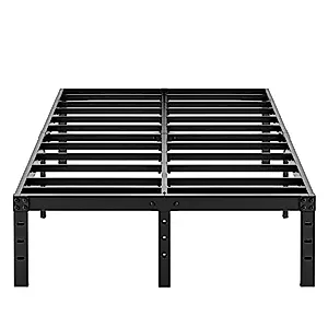 Artimorany King Size Bed Frame 18 Inches Tall, Heavy Duty Metal Platform, Steel Slats with 3000lbs, No Box Spring Needed, Easy Assembly, Noise Free, Black