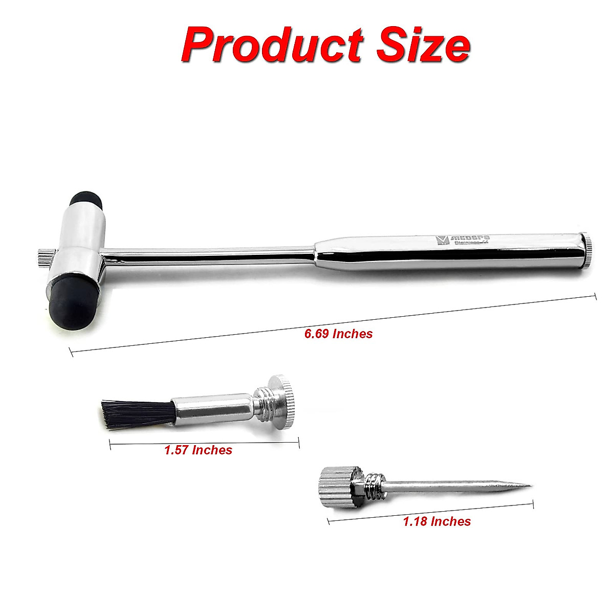 MEDSPO Professional Medical Reflex Hammer | Neurological Diagnostic | Surgical Taylor Percussion | Rubber Head | Neurological Neuro Instruments Tools (Reflex Hammer with Pin Brush)
