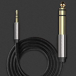 DIGITNOW 6.35mm 1/4" to 3.5mm 1/8" Male TRS Stereo Audio Cable with Alloy Housing and Nylon Braid for Smartphone, PC, Home Theater, Amplifier and Mixing Console, 6.6Ft