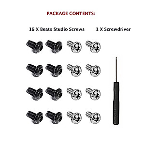 Studio 3 Headband Screws Replacement, Beats Studio 3 Replacement Parts Headband Screws and Screwdriver Repair Kit Compatible with Studio 2.0 Wired/Wireless Headphones (8pcs Silver+8pcs Black)