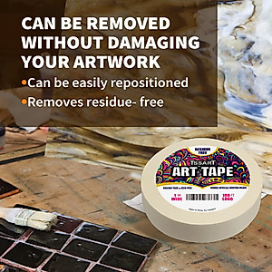 TSSART White Art Tape Medium Tack - Masking Artists Tape for Drafting Art Watercolor Painting Canvas Framing - Acid Free 1inch Wide 180FT Long