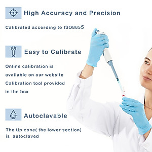 ONiLAB Lab Micropipette, Adjustable Volume Single Channel Pipettors,0.1-2.5ul