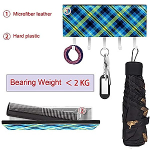 Coat Rack Wall Mounted, 5 Rail Wall Decorative Hooks Hanging for Clothes Hat Towel Purse Key, 7 Inches, 4.4lbs(Max), Blue Color Pattern