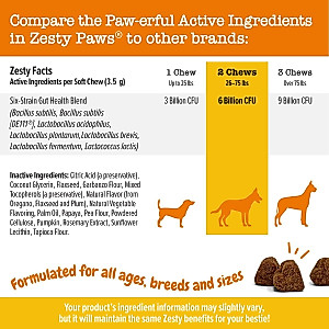 Probiotic Bites Soft Chews, Digestive Probiotics for Gut Flora & Immune Support for Dogs, Pumpkin Flavor 60 Count