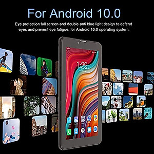 soobu Tablet PC, 7 Inch Calling Tablet 4GB 32GB Black Expandable Up to 128GB 1960x1080 HD 6000mAh Capacity Front 500W Rear 800W for Android 10.0 for Playing Games (US Plug)