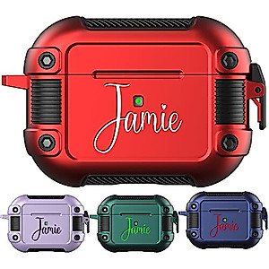 AIPNIS Custom Text Case Compatible with AirPods Pro (2nd Generation), Sturdy Shockproof Protective Case Personalized Gift,for Airpods Pro 2022 Durable Armor Cover, with Keychain