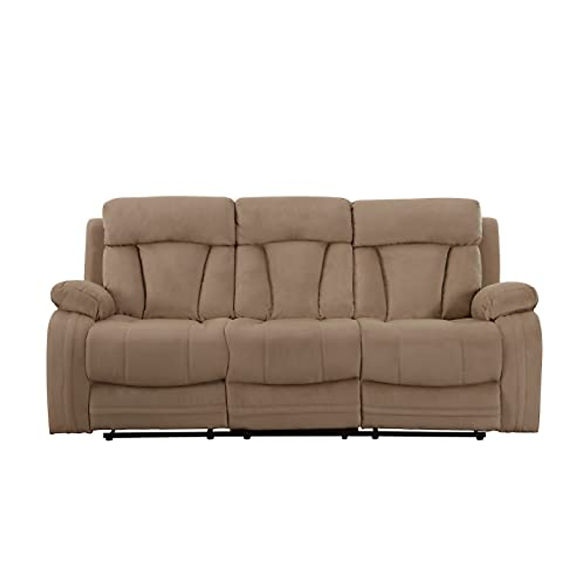 Blackjack Furniture Elton Microfiber Reclining Modern Living Room Sofa, Beige