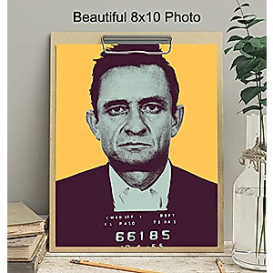 Johnny Cash Folsom Prison Mugshot Poster - 8x10 Andy Warhol Pop Art Wall Art Sign - Cool Unique Modern Home Decor for Living Room, Bedroom, Office - Gift for Country Music, Nashville Fans, Men, Women