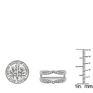 Dazzlingrock Collection 0.33 Carat (ctw) 14K Round Diamond Wedding Band Guard Double Chevron Ring 1/3 CT, White Gold, Size 5