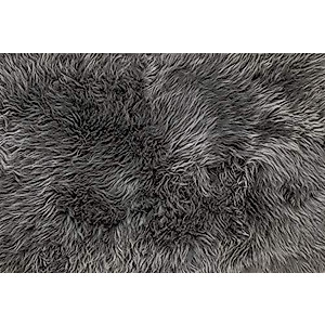 Natural Sheepskin Rug with Thick and Lush 2.5 Inch Pile | Fluffy, Hypoallergenic Sheep Fur Rug with Anti-Skid Back | 2 x 3 ft Small Sheepskin Wool Area Rugs, Grey