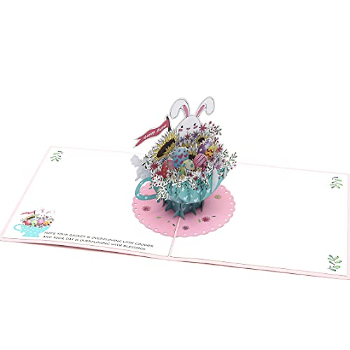 Liif Teacup Easter Bunny Gift 3D Greeting Pop Up Easter Card, Happy Easter Card For Kids, Grandson, Granddaughter, Children, Boy, Girl - Cute, Funny, Religious | With Envelop