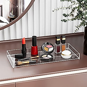 MaxGear Vanity Tray, Toilet Tank Storage Tray, Acrylic Bathroom Tray Bathtub Tray Bathroom Vanity Organizer Clear Perfume Tray Countertop for Soap, Towel, Tissue, Candle, Plant, 11.8 × 5× 1.2 inch