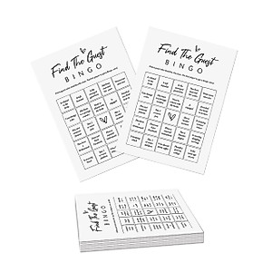 UHADRE Find The Guest Bingo Bridal Shower Game-Set of 30, Minimalist Bridal Shower Cards, Wedding Party Game Cards for Guests, Bridal Shower Ideas-HLYX09