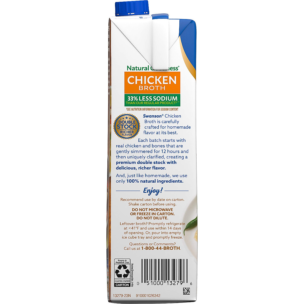 Swanson Natural Goodness 33% Less Sodium Chicken Broth, 32 oz Carton