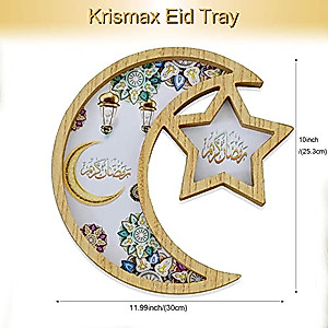 Krismax Ramadan Decorations for Home 2023 Ramadan Tray Eid Tray Ramadan Kareen Moon Star Tray Home Decor Ramadan Serving Tray for Party Decoration Food Tray Snack Cookie Serve Plate