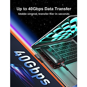XAOSUN 240W USB 4 Cable for Thunderbolt 4, Right Angle Thunderbolt 4 Cable 90 Degree, 240W USB C to USB C Cable with 40Gbps Data, 8K@60Hz Display, for Thunderbolt MacBook Docks eGPU Hub 3.3ft