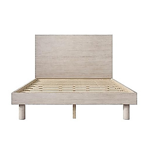 Harper & Bright Designs Full Bed Frame with Headboard, Solid Wood Platform Bed Full with Wooden Slats Support, Easy Assembly, Noise-Free, No Box Spring Needed, Stone Gray