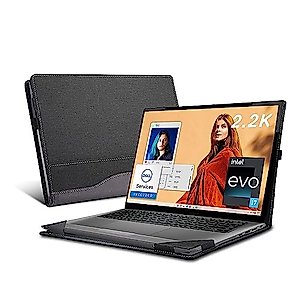 VEVOOD Laptop Case Cover for Dell Inspiron 7430 Plus 7420 14" Laptop & Inspiron 14 Pro 5420 5430 7425 5425 All-Inclusive Drop-Proof Case 14" PU Leather Inner Pocket Cover (Gray)