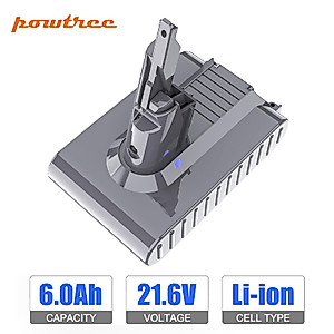 Upgraded 6.0Ah V7 SV11 Battery 229687 Replacement for Dyson V7 Animal/Trigger/Motorhead Pro/Car+Boat/SV11 V7 Battery Replacement Handheld Cordless Vacuum Cleaner 21.6v Li-ion 6 Cell 229687 Battery