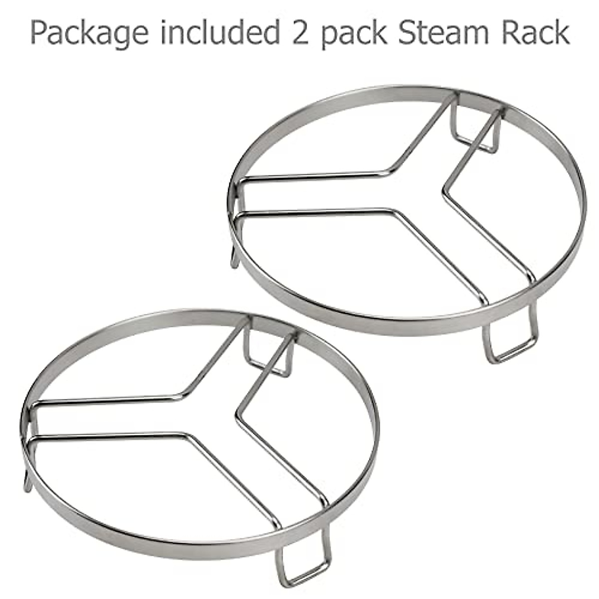 EIKS 2 Pack Steam Rack Cooling Stand for Steaming Food Air Fryer Pot Cooking Baking Usage, Size of 6-inch Round Stainless Steel Rack