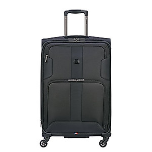 DELSEY Paris Sky Max Softside Expandable Luggage with Spinner Wheels, Black, Checked-Medium 25 Inch