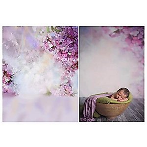 Laeacco 3x5ft Newborn Baby Portrait Theme Backdrops for Photography Dreamy Purple Flowers Baby Photo Backdrop 1x1.5m Newborn Photography Backdrop Sweet Girl Birthday Baby Shower Pregnant Photoshoot