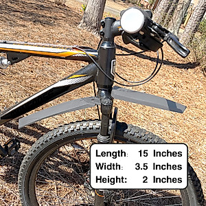 RNX Grey Mountain Bike Mud Guard Set Front and Rear Fenders, Wide, Universal, Adjustable