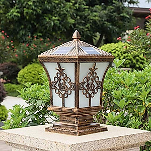SPNEC Outdoor Lighting Solar Column Headlights Outdoor Doorpost Lights Waterproof Garden Lights Villa Wall Lights, Home Garden Viewing Lights Lawn Lights
