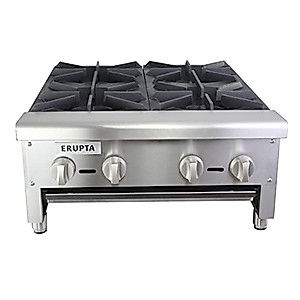 ERUPTA 24'' Commercial Hot Plate Natural/Propane Gas Cook Stove Range with 4 Burners BTU 112,000 Restaurant Equipment¡­