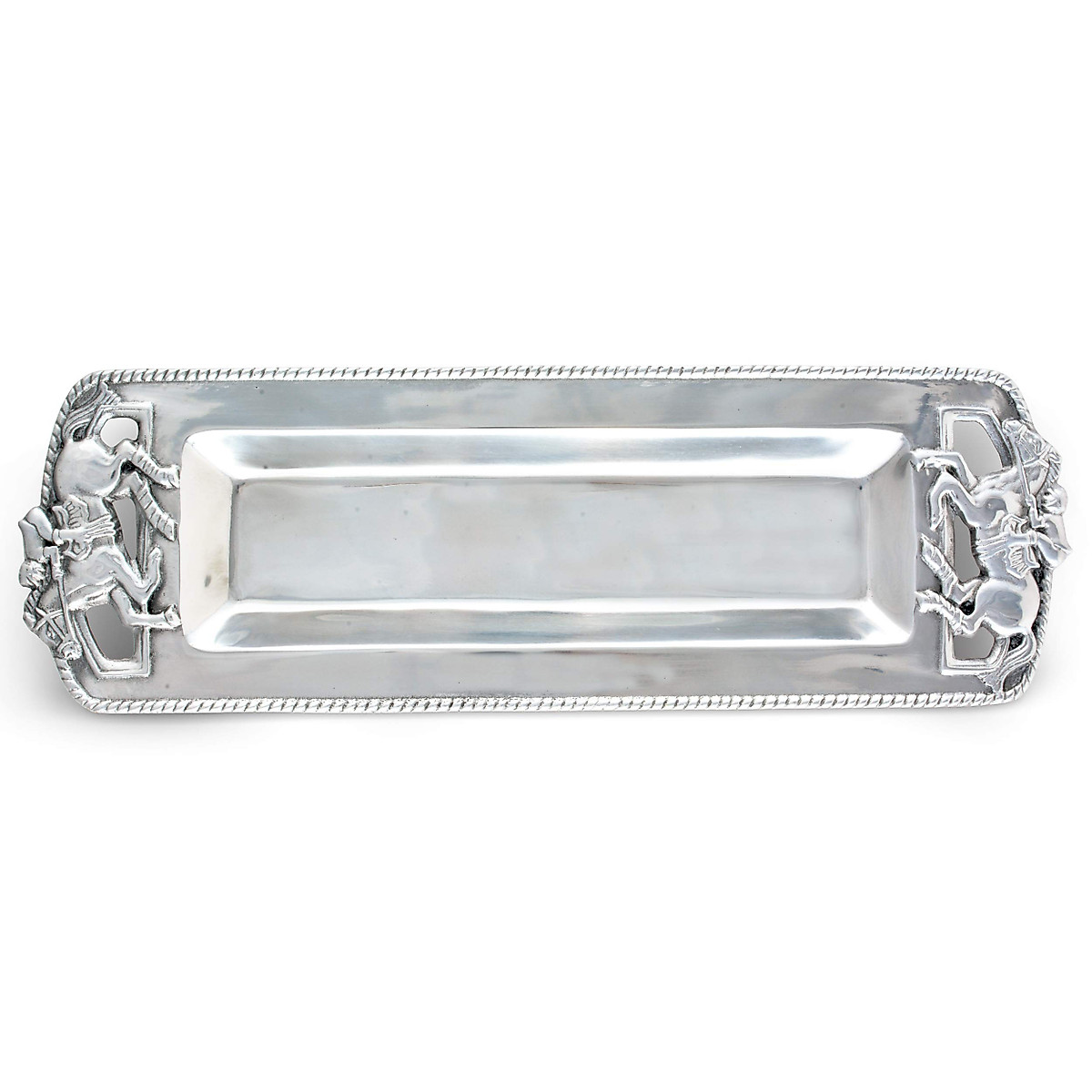 Arthur Court Metal Aluminum Thoroughbred Horse Oblong Serving Silver Tone Party Tray Equine Décor 18 inch x 6 inch