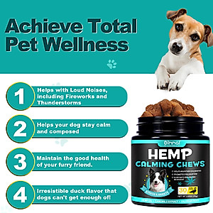 ALIVO Calming Chews for Dogs, Calming Dog Treats with Hemp Oil for Dogs Anxiety & Stress Relief for Dogs Calming Treats - Pet Supplies Soft Chews for Stress, Barking, Aggression - 30PC, Duck Flavor