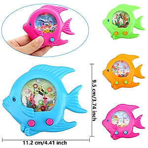 Cotiny 16 Pieces Fish Ring Toss Games Handheld Water Fish Colorful Arcade Retro Pocket Toys for Kids Retro Game Party Favors Game Prizes Travel Pastime