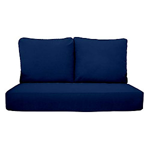 RSH Décor Indoor Outdoor Deep Seating Loveseat Cushion Set, 1- 46” x 26” x 5” Seat and 2- 25” x 21” Backs, Choose Color (Royal Blue)