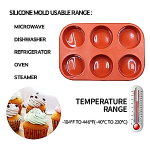 BAKER DEPOT 6 Cavity Round Silicone Mold For Muffin Cupcake Bread Handmade Soap DIY cake mold Dessert Mold, Set of 2