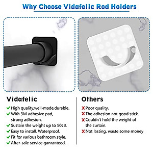 Vidafelic Shower Curtain Rod Holders,2Pack Adhesive Shower Curtain Rod Mount Holder for Wall,Bathroom Curtain Tension Rod Retainer,Stick On,No Drilling,Easy to Install (Rod Not Included)
