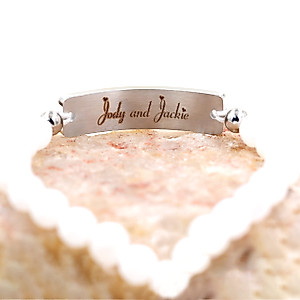 Personalized Agate Beads Bracelet for Women, Custom Name Bracelets Engraved Promise Words Relationship Bracelets for Her Birthday Anniversary Customized Gift Y1435