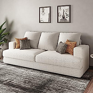 VanAcc Sofa, 3 Seater Comfy Couch Sofa- Extra Deep Seated Oversized Sofa, 97" Contemporary Couches for Living Room, Bedroom and Office (Beige,Chenille)