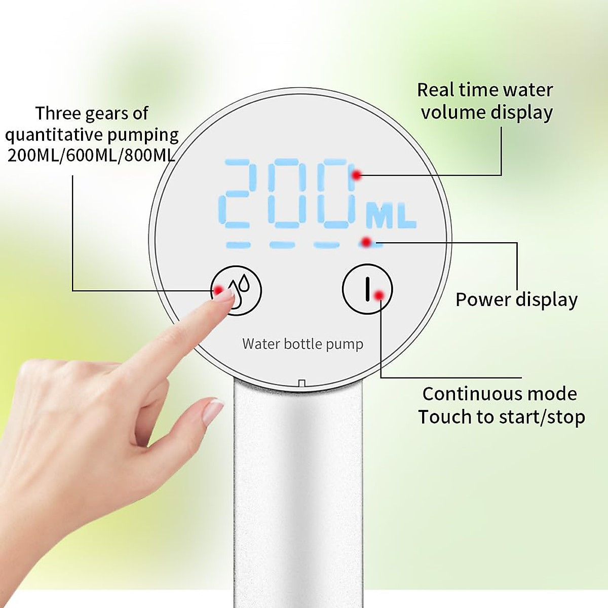 ALEXPHY Smart Water Dispenser for 5 Gallon Bottle, USB Rechargeable Water Dispenser Countertop for 5 Gallon & Universal Bottles, Foldable 5 Gallon Water Dispenser Pump with Touch Screen, Low Noise