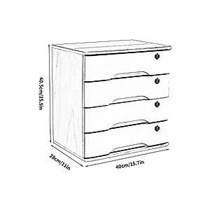 JAEFIT Solid Wood Storage Box - Flat File Cabinet, Wooden Desktop Storage Box with Lockable Drawers, Office Supplies A4/Receipt File Organizer (Size : 4 Layer)